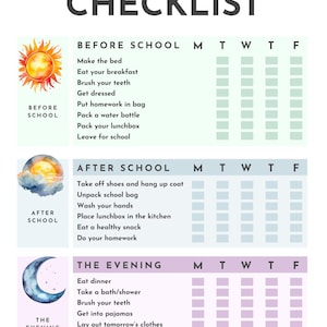Daily Summer Checklist Editable, Kids Planner, Chore Chart for Children ...