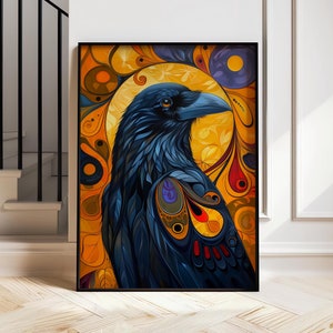 Bold Raven Indigenous Style Artwork, Colorful Canadian Aboriginal Wall ...