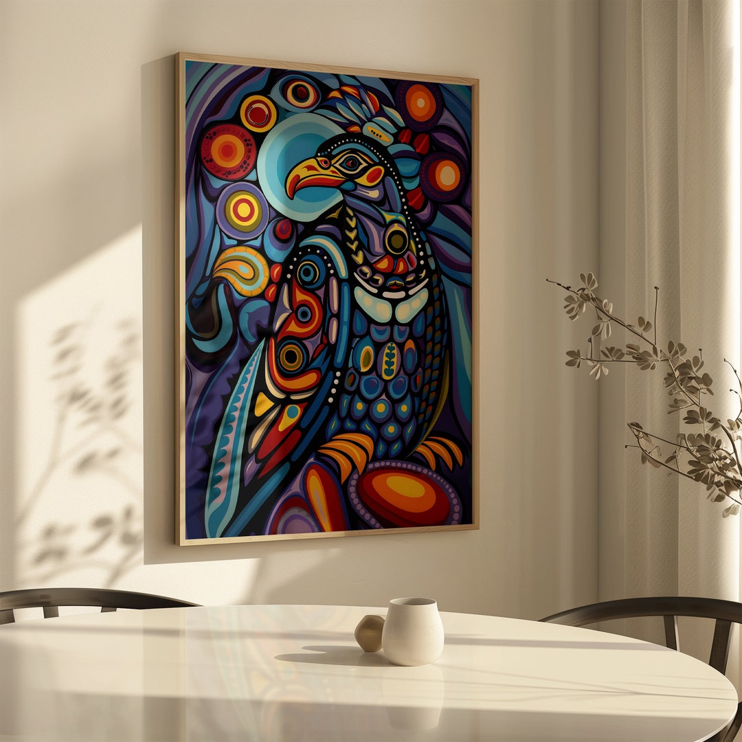 DIGITAL Native Canadian Eagle Aboriginal Style Wall Art, Colorful ...