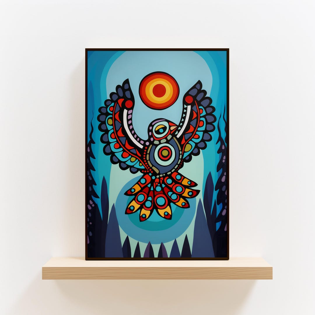Aboriginal Canada Inspired Print Colorful Eagle & Sun Artwork ...