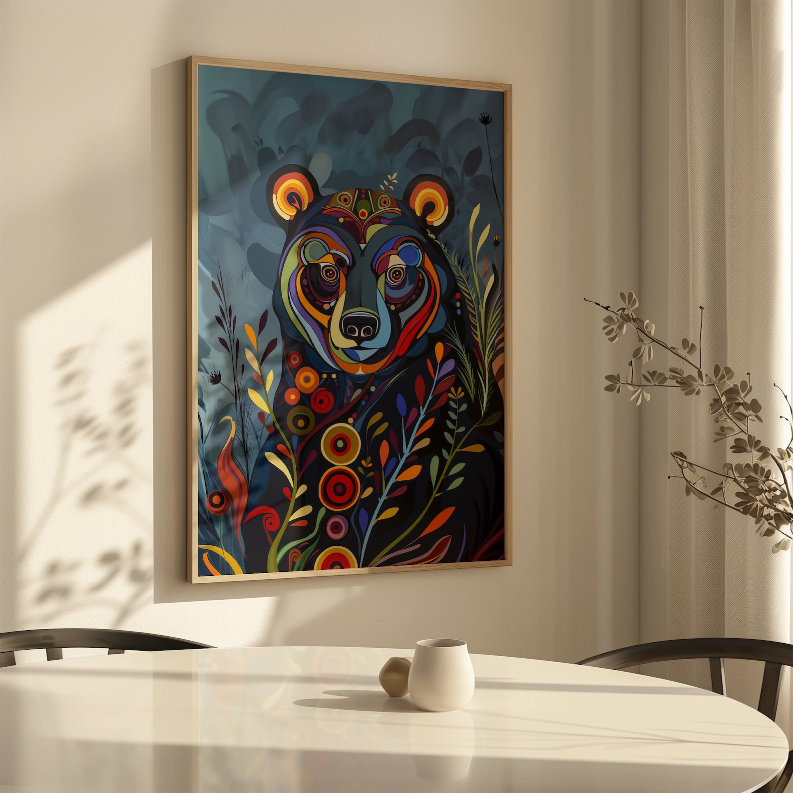 Canadian Animal Aboriginal Artwork, Colorful Inuit Inspired Bear Poster ...