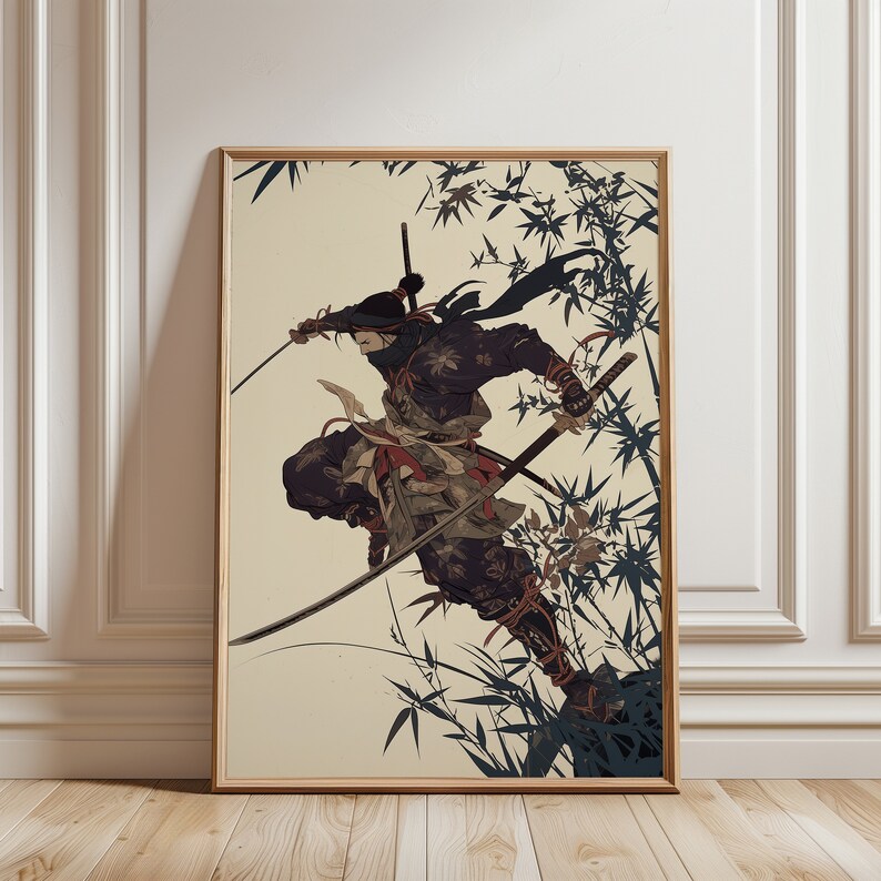 Japanese Samurai Warrior Poster, Traditional Edo Period Paintings Style ...