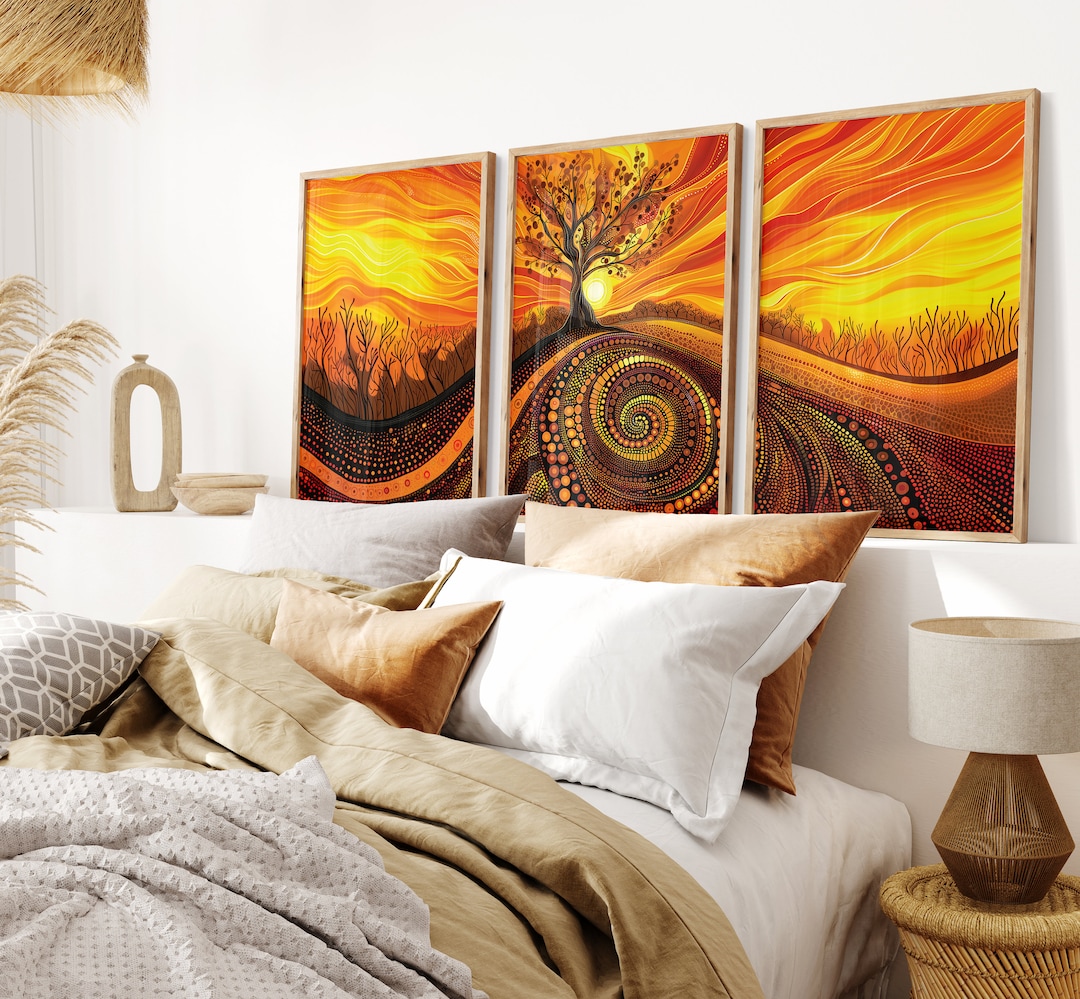 Aboriginal Dot Art Style Triptych Prints: Australian Dreamtime Gallery ...
