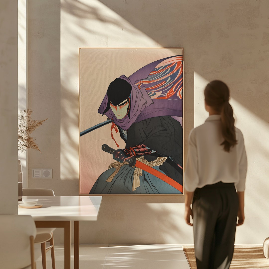 Ukiyo-e Samurai Warrior Print on Canvas, Traditional Japanese Art for ...