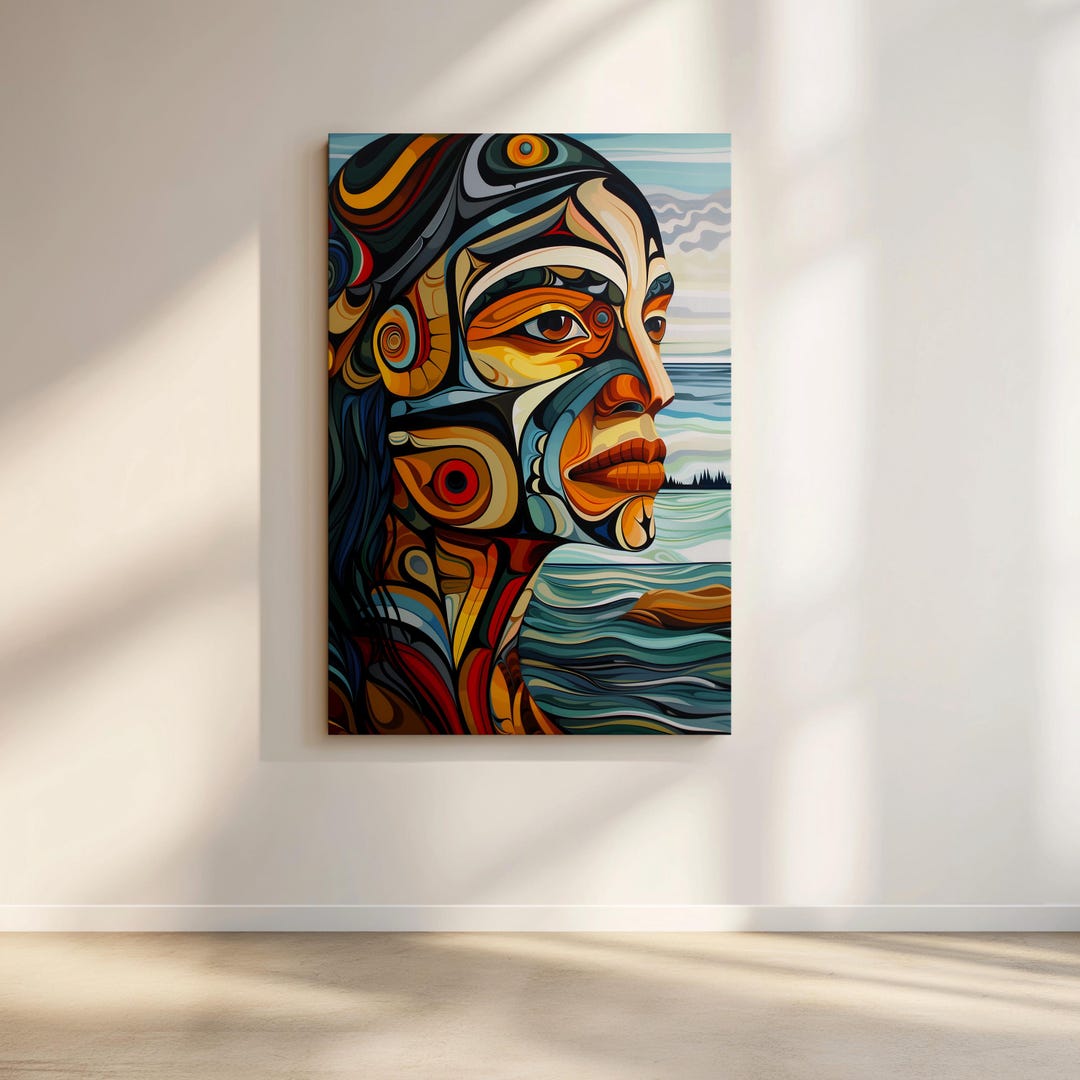 Abstract Portrait Canadian Aboriginal Artwork, Colorful Featuring ...