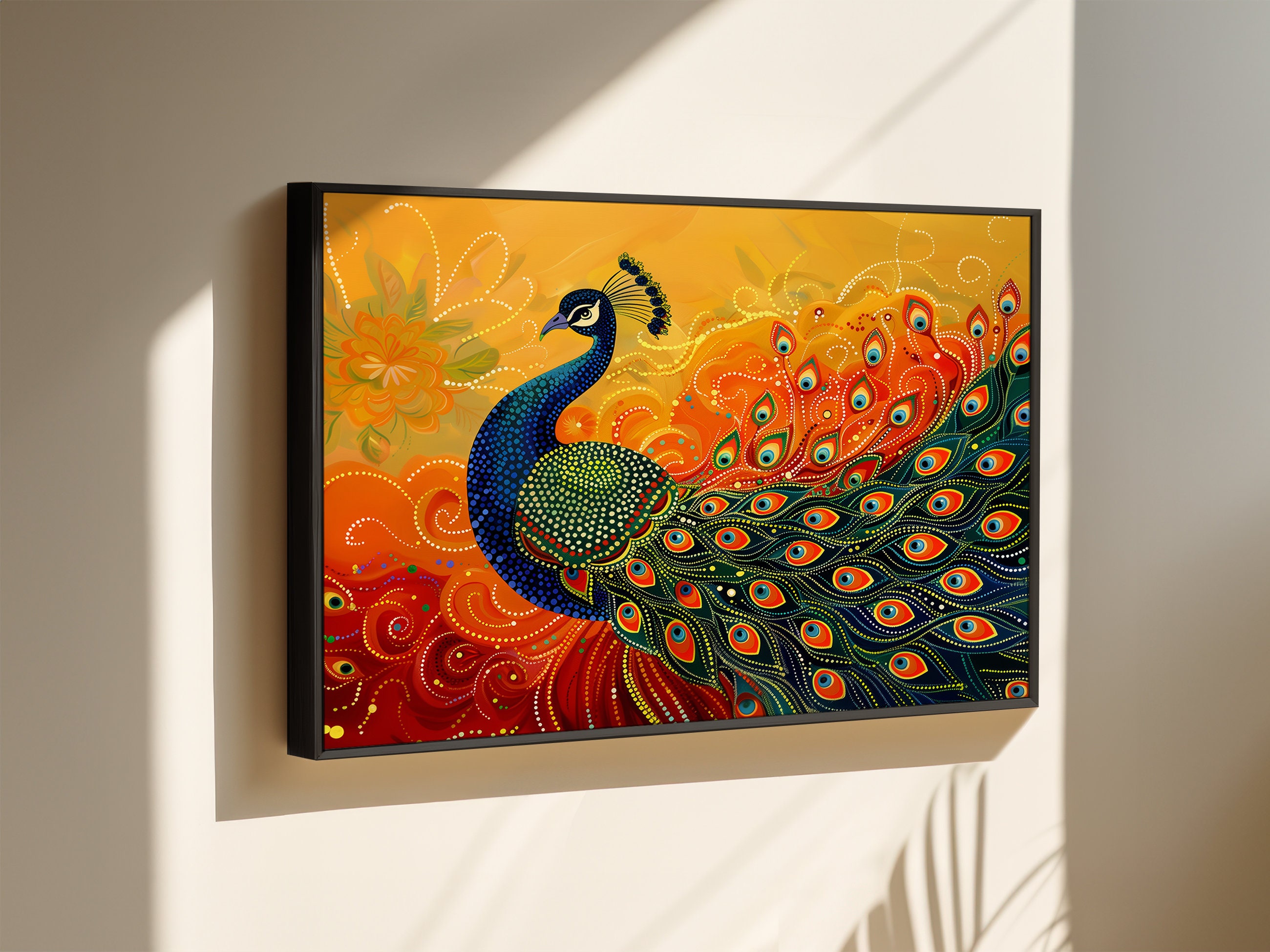 Peacock Australian Aboriginal Art Exquisite Horizontal Canvas Wall Art ...