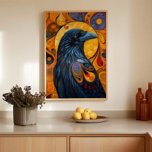 Bold Raven Indigenous Style Artwork, Colorful Canadian Aboriginal Wall ...