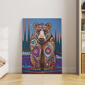 Canadian Aboriginal Artwork, Traditional Inuit Style Bear Print on XL ...