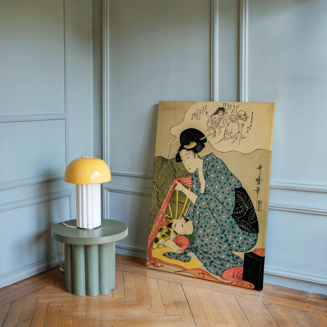Utamaro Japanese Art Canvas: Child's Nightmare of Ghosts, Edo Period ...