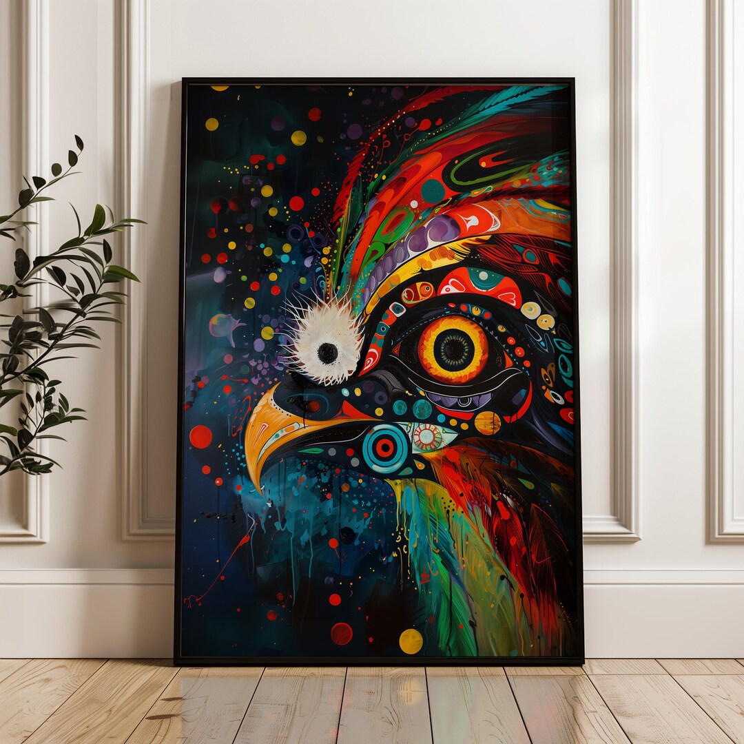 Colorful Bird Print Inspired by Indigenous Art, Eagle Canadian ...