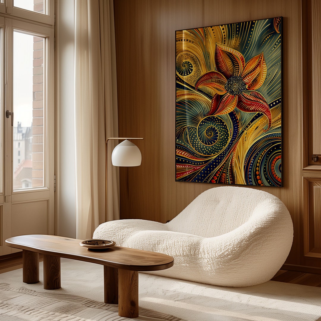 Abstract Flower Print Inspired by Indigenous Australian Art, Authentic ...