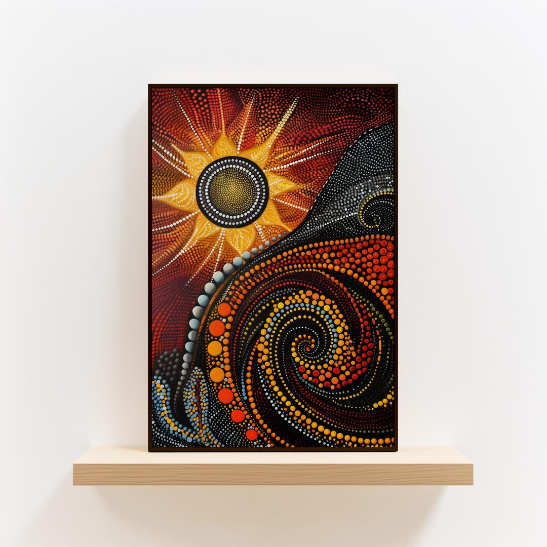 Aboriginal Dot Painting Sun Print – Australian Indigenous Abstract Wall ...