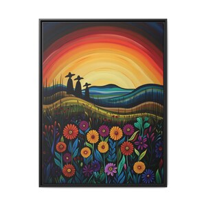 Sunset Aboriginal Canvas Inspired by Canadian Indigenous Artwork ...