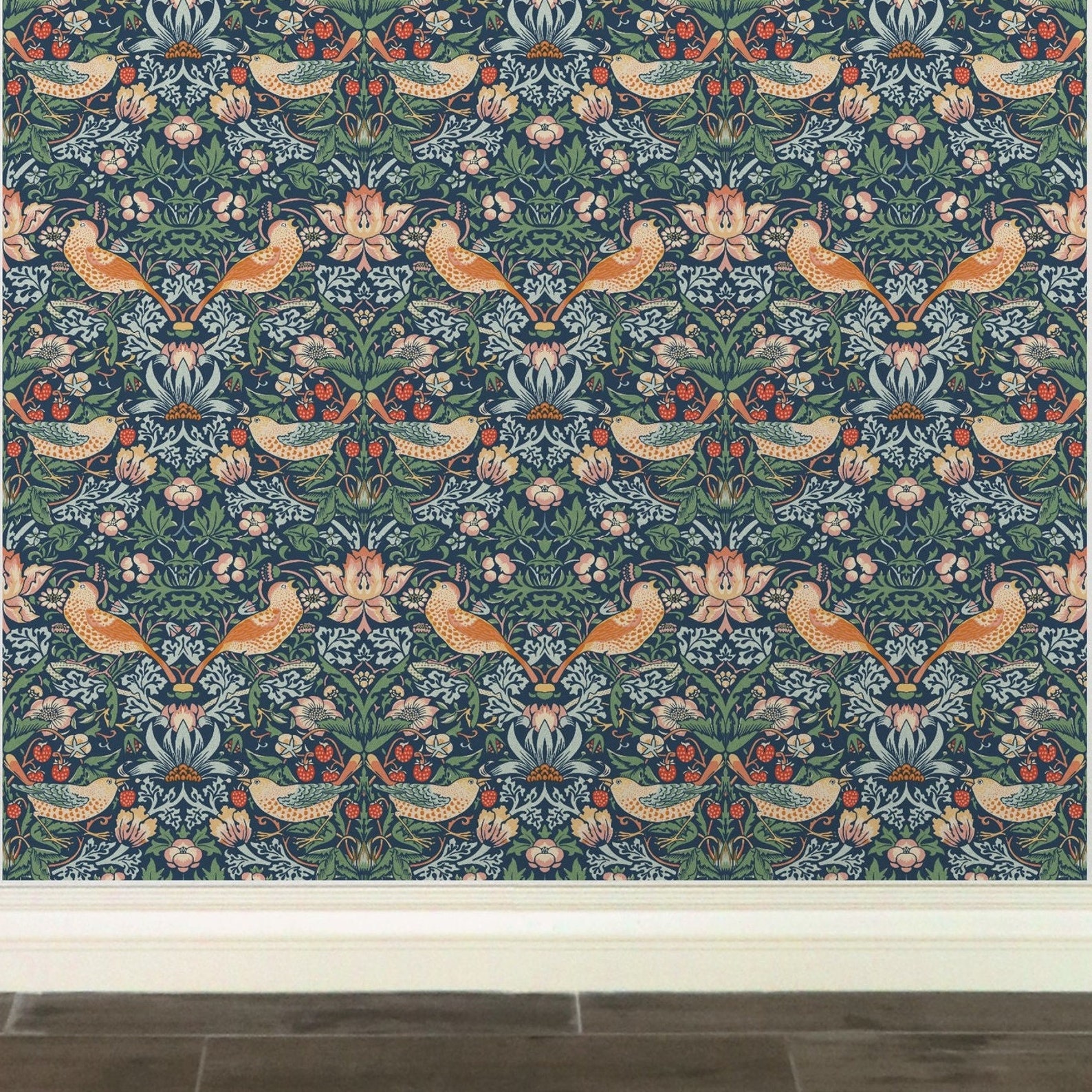 William Morris Strawberry Thief Wallpaper, English Pattern Wallpaper ...