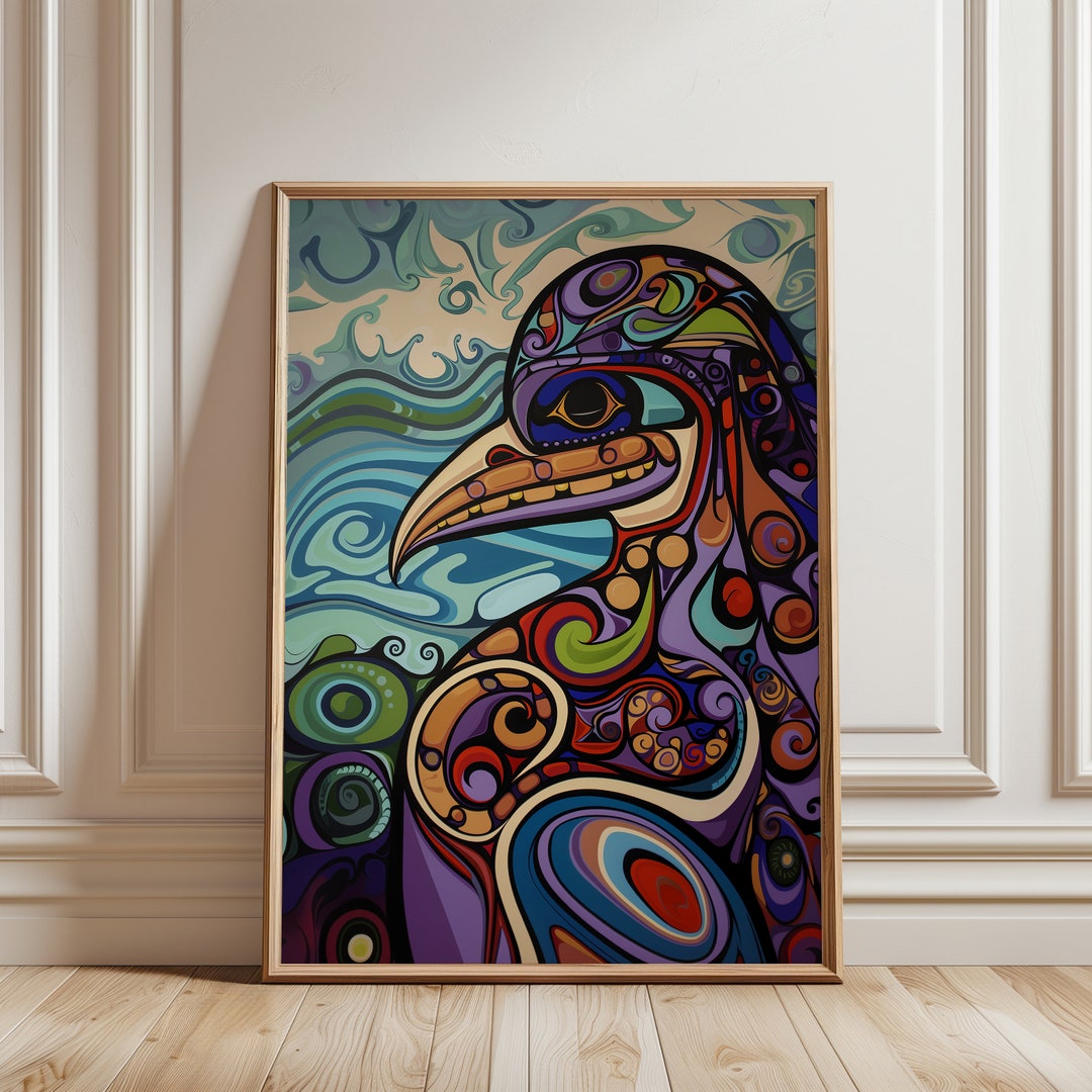 DIGITAL Colorful Aboriginal Art Eagle Print, Authentic Canadian ...