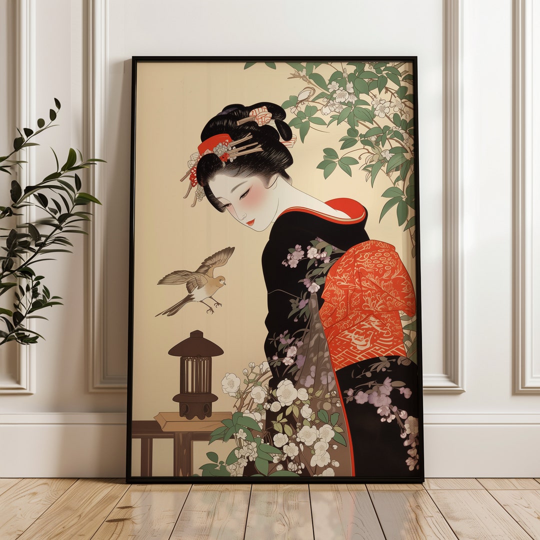 DIGITAL Japanese Geisha Artwork, Ukiyo-e Edo Period Paintings Style ...