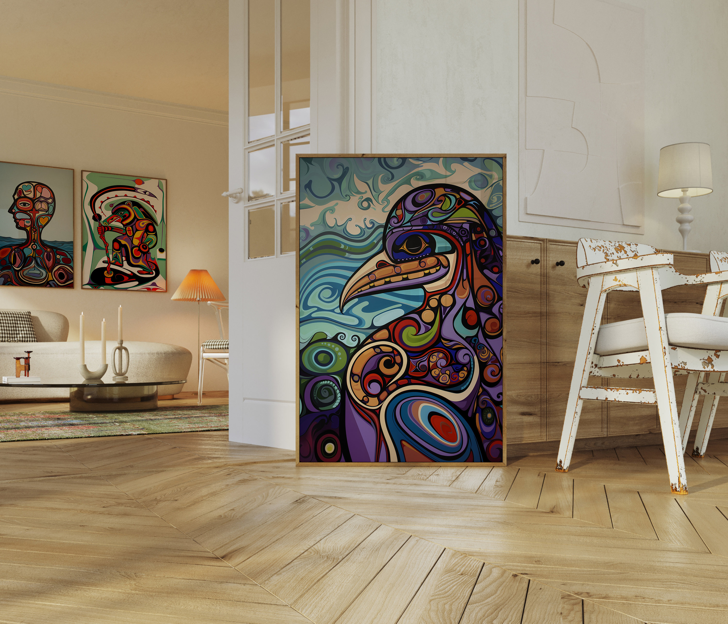 Authentic Canadian Aboriginal Art Print, First Nations Eagle Canvas ...