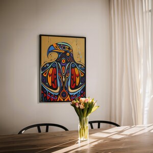 Indigenous Wall Art - Vibrant Canadian Aboriginal Style Eagle Poster ...