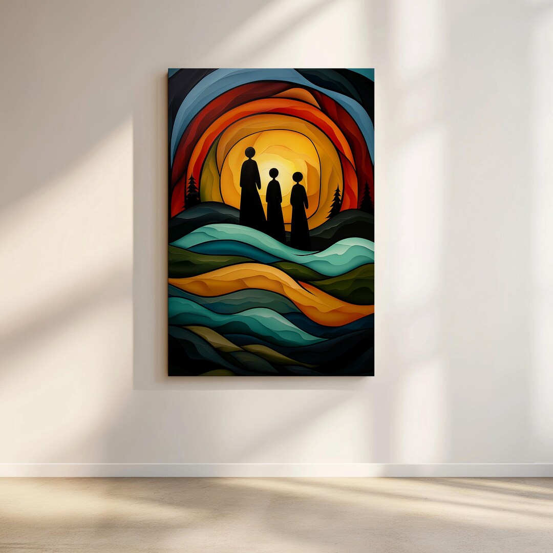 Sunset Landscape Canvas – Indigenous Inspired Family Art, Pacific ...