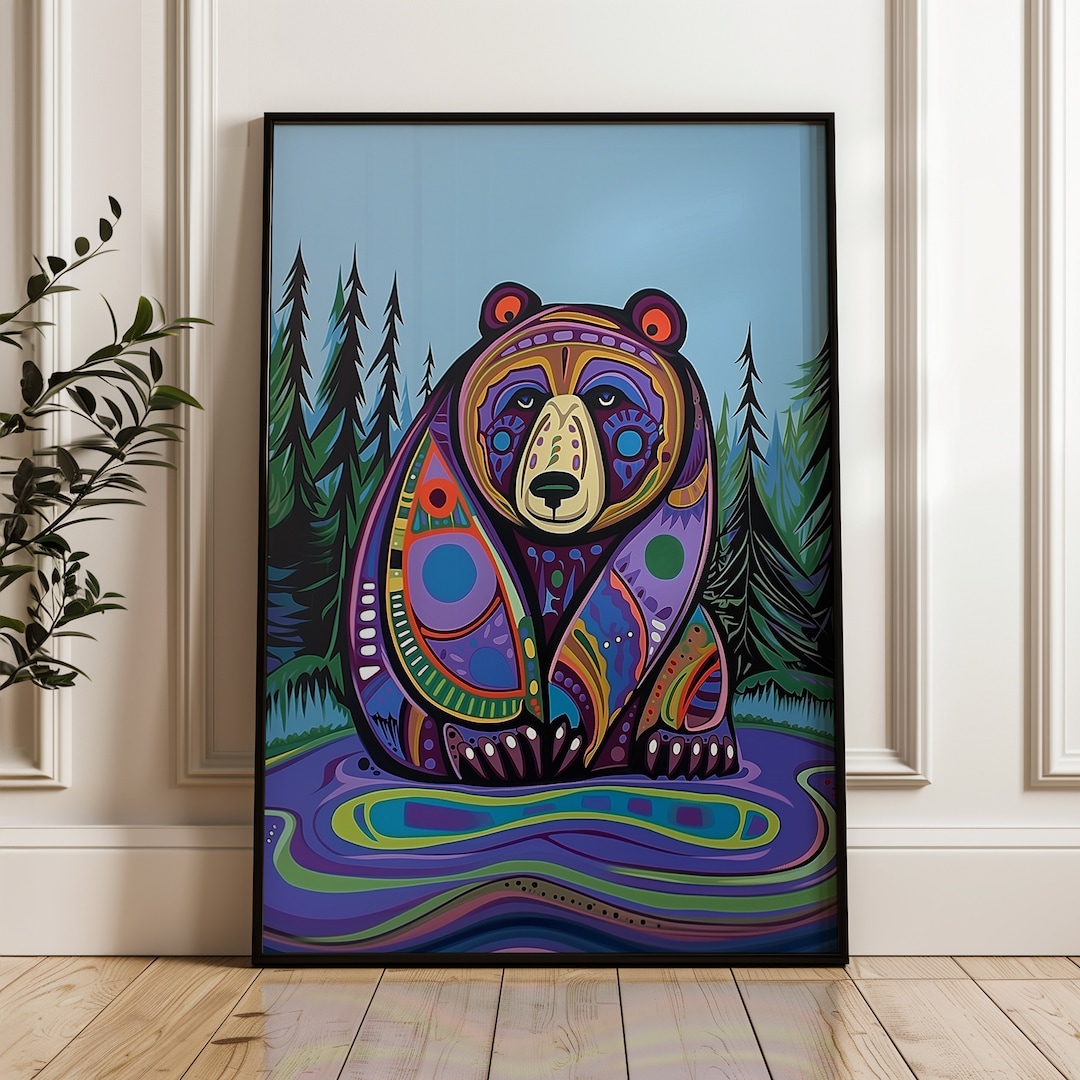 Canadian Animal Aboriginal Artwork Colorful Inuit Bear Poster ...