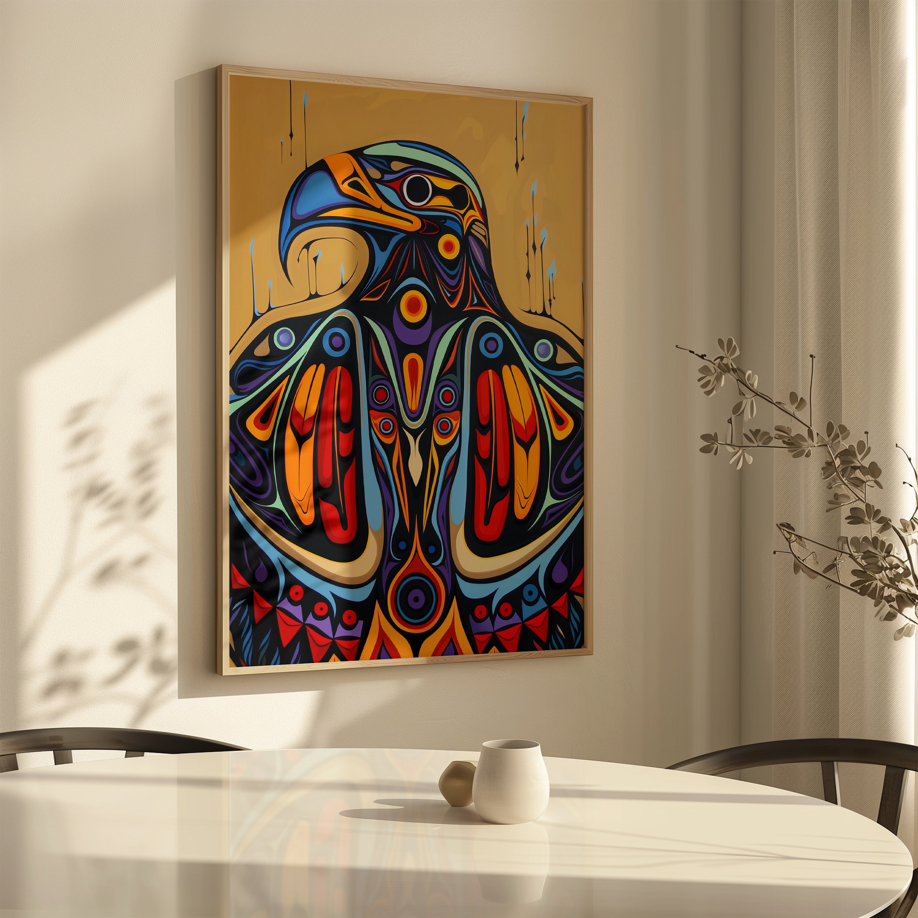 Indigenous Wall Art Vibrant Canadian Aboriginal Eagle Poster, Authentic ...