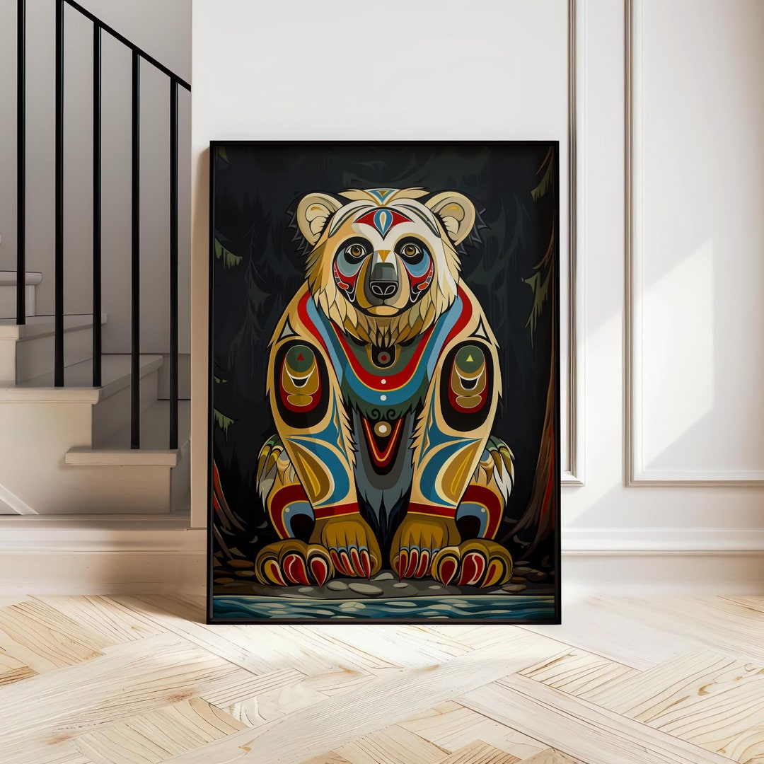 Bear Canadian Aboriginal Style Wall Art, Unique First Nations Print ...