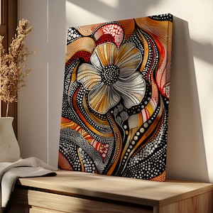 Flower Aboriginal Australian Canvas Art, Beautiful Dreamtime Dot ...