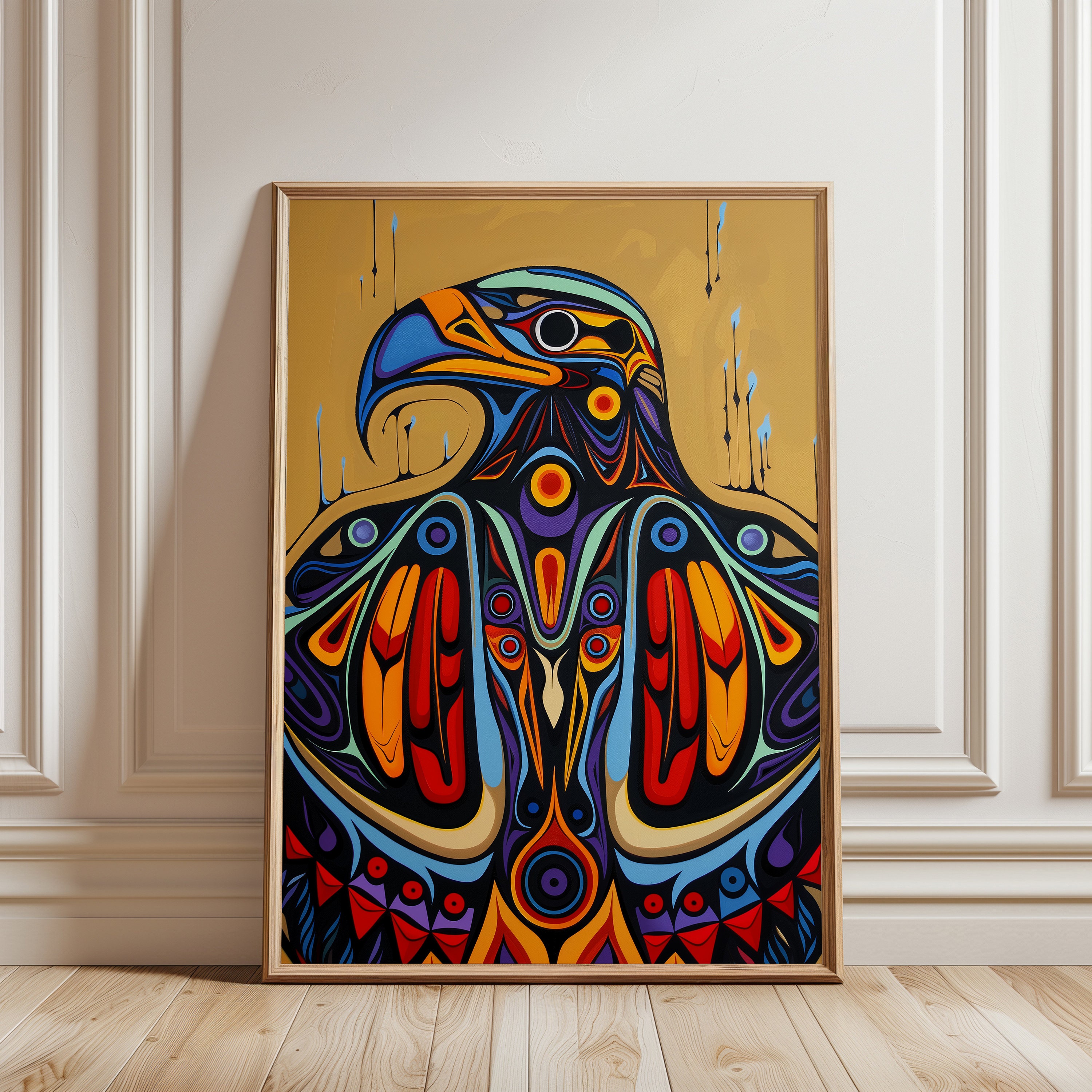 Indigenous Wall Art Vibrant Canadian Aboriginal Eagle Poster, Authentic ...