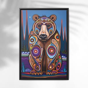 Canadian Aboriginal Artwork, Bear Canvas Print Inspired by Inuit ...