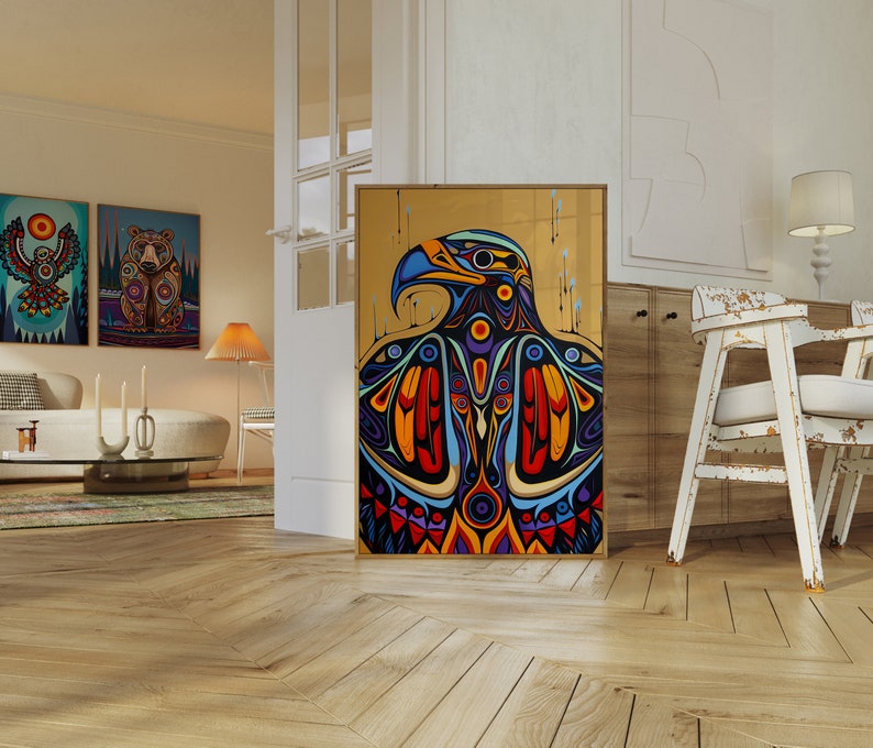 Indigenous Wall Art Vibrant Canadian Aboriginal Eagle Poster, Authentic ...