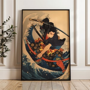 Ronin Samurai Japanese Print – Traditional Edo Period Woodblock Wall ...