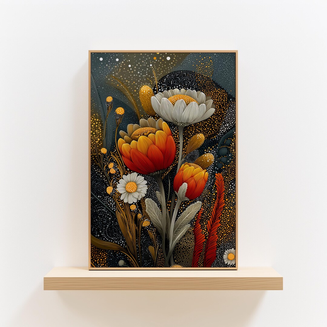 Modern Tribal Floral Decor Wall Print Inspired by Aboriginal Artwork ...
