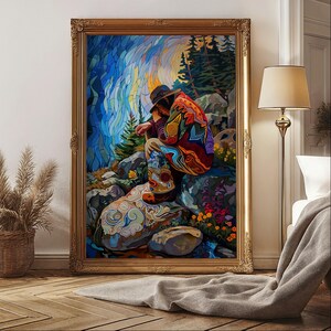Native Canadian Aboriginal Style Print, Vibrant Indigenous Artwork for ...