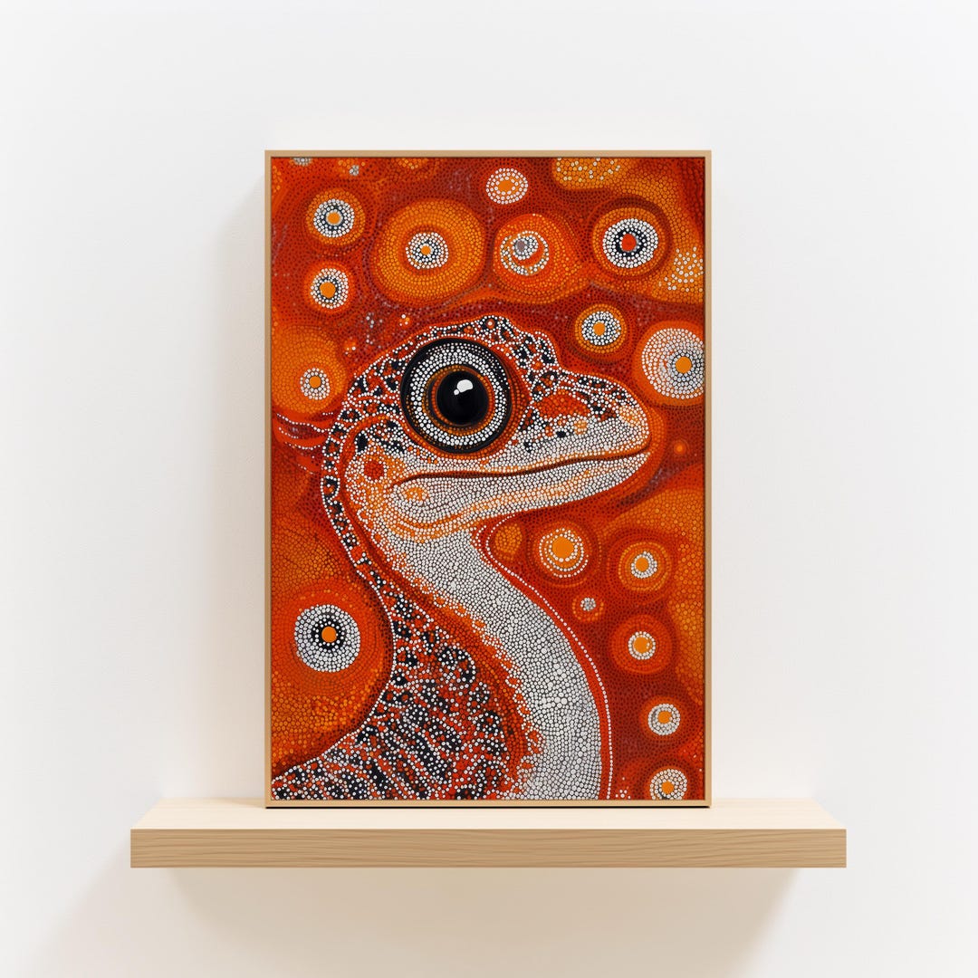 Funny Goanna Lizard Print Artwork, Bold Aboriginal Australian Art ...