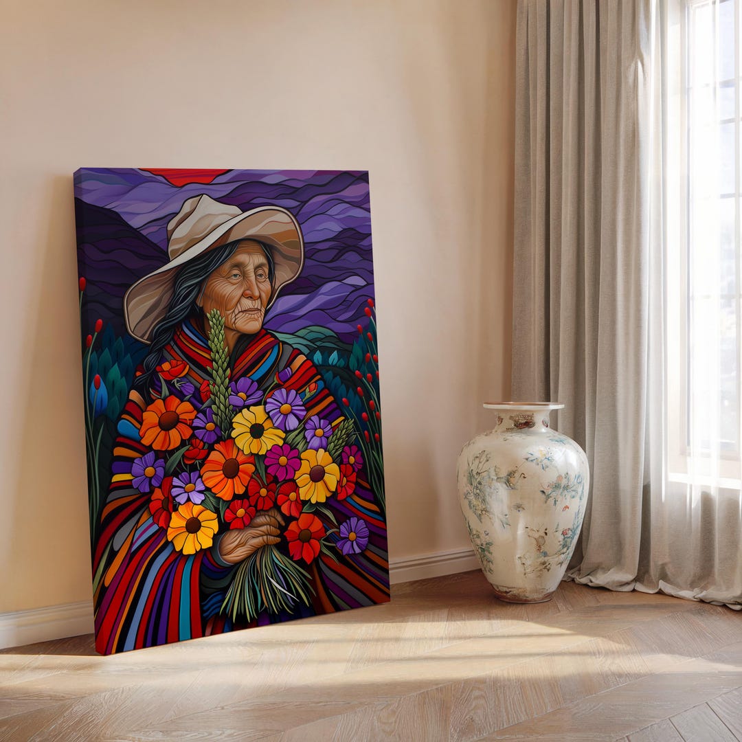 Grandmother Aboriginal Style Print on Canvas, Extra Large Indigenous ...