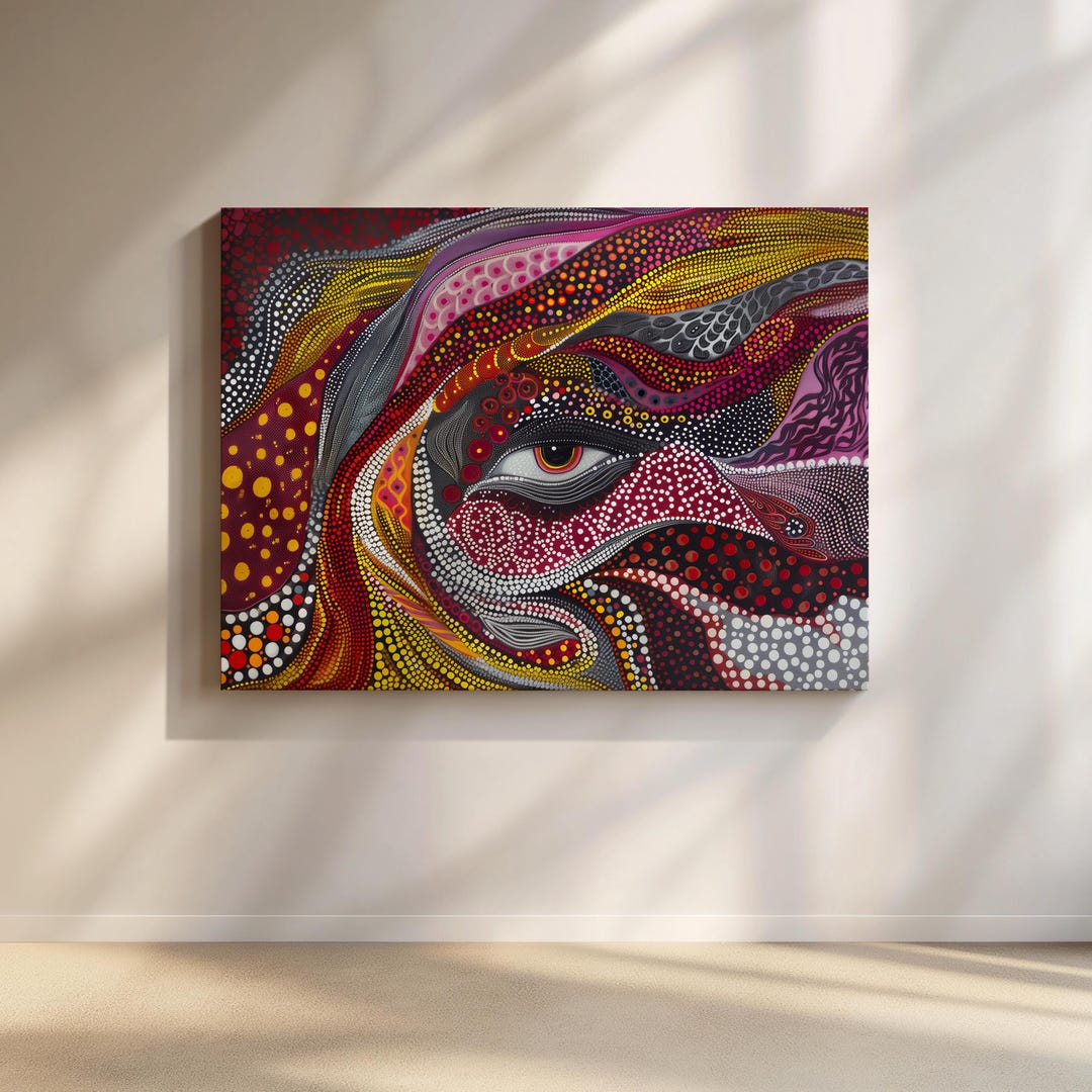 Aboriginal Eye Canvas, Dreamtime Dot Art Style Artwork, Tribal ...