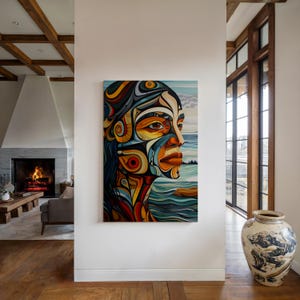 Abstract Portrait Canadian Aboriginal Artwork, Colorful Featuring ...