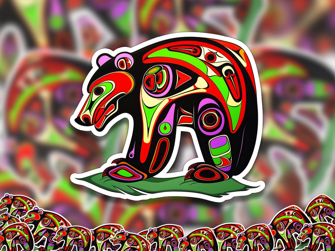 Indigenous Design Bear Sticker, Animal Aboriginal Symbol Vinyl Art ...