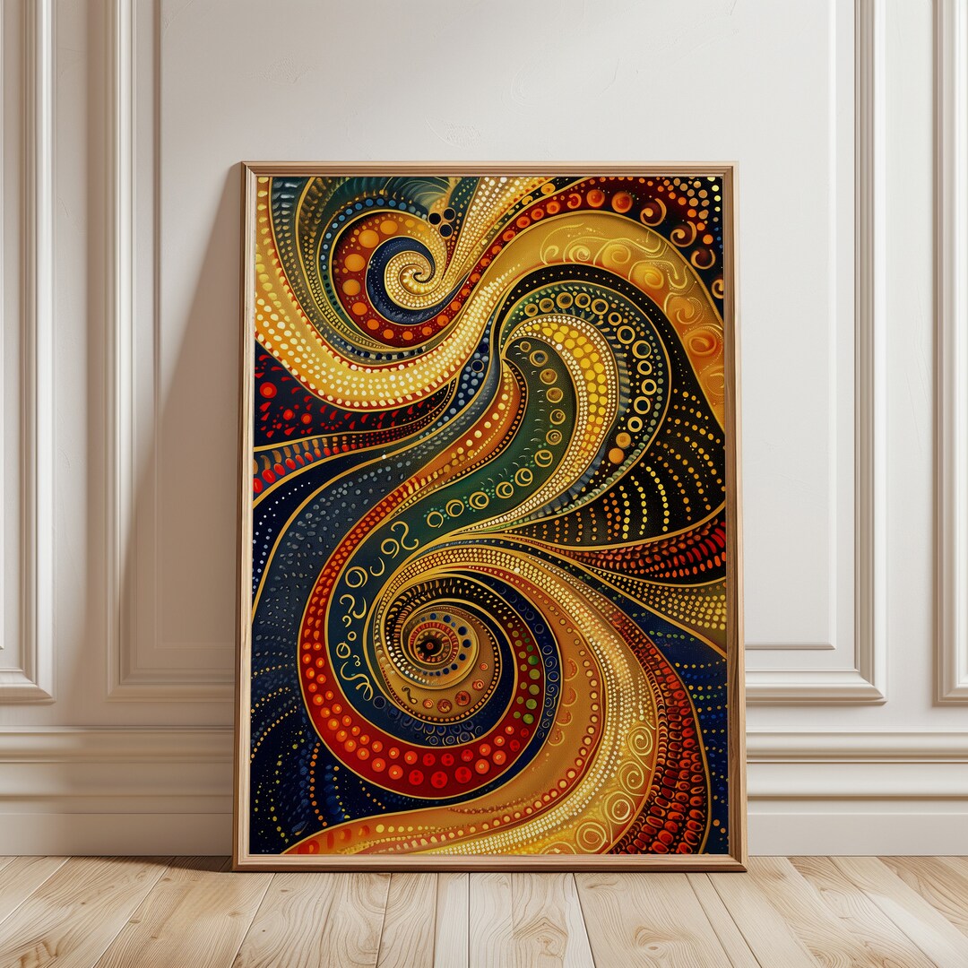 Australian Aboriginal Dreamtime Art Poster Vibrant Dot Painting ...