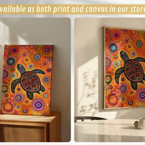 Turtle Contemporary Aboriginal Dot Art Design Print, Australian Native ...