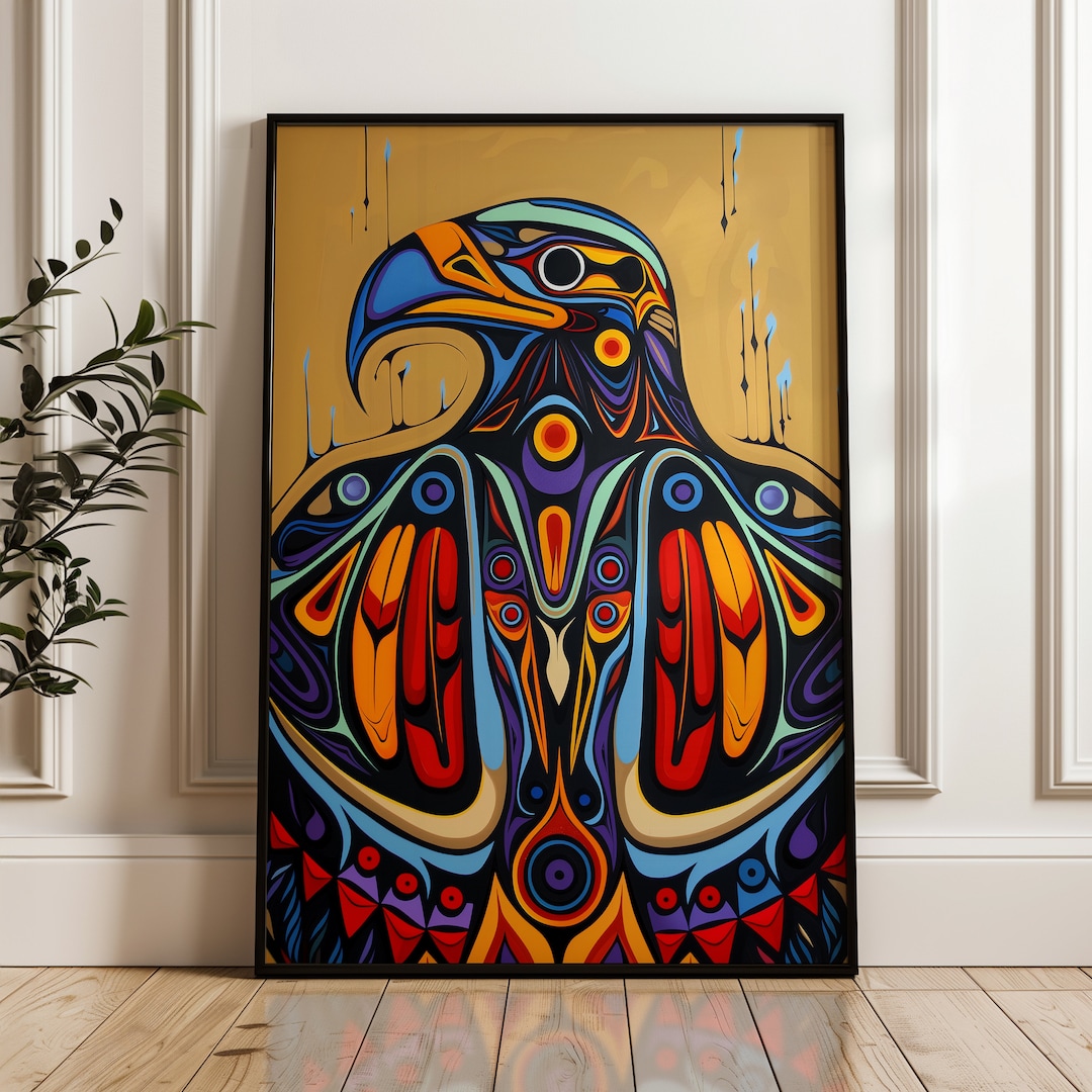 Indigenous Wall Art - Vibrant Canadian Aboriginal Style Eagle Poster ...