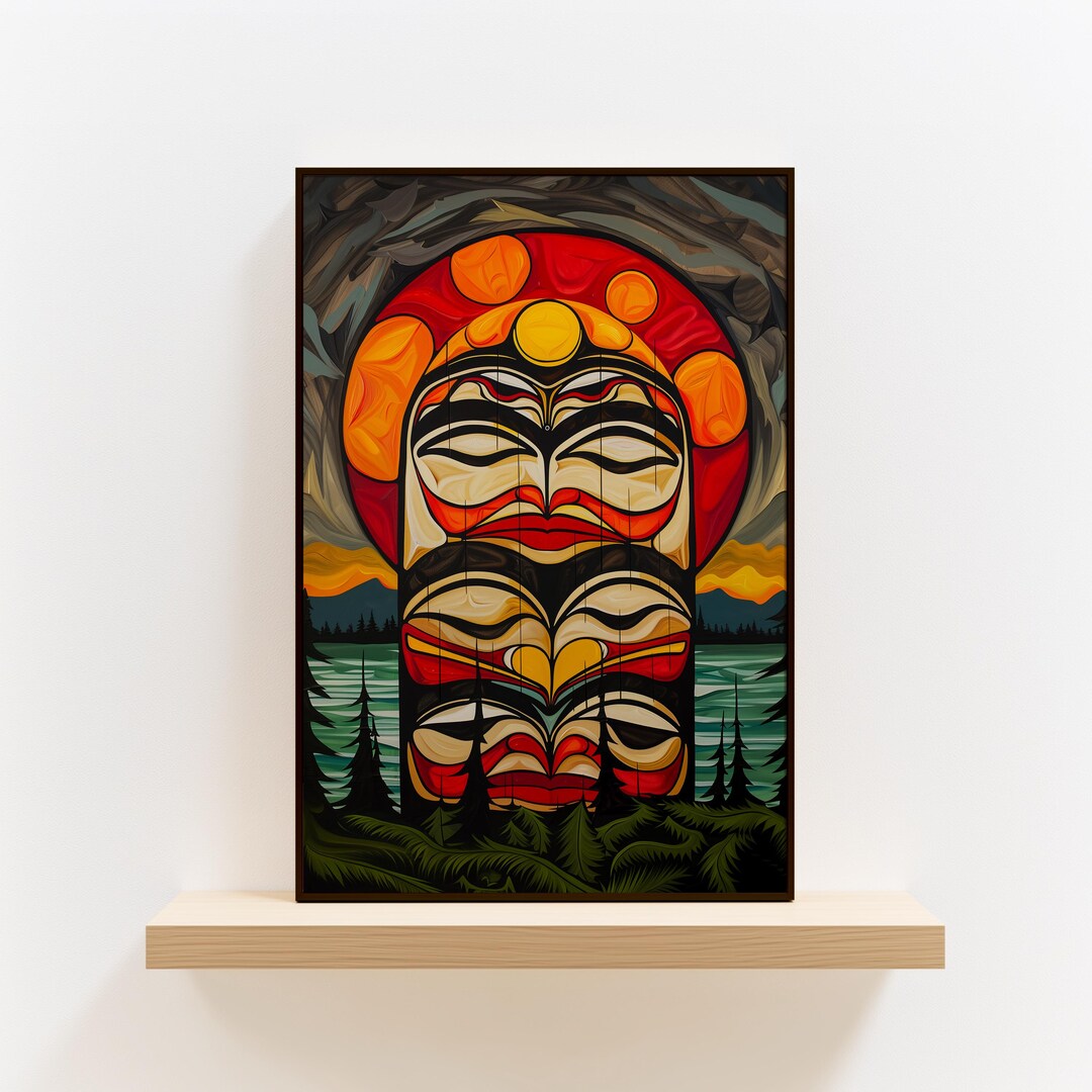Colorful Indigenous Style Print, Abstract Canadian Aboriginal Artwork ...