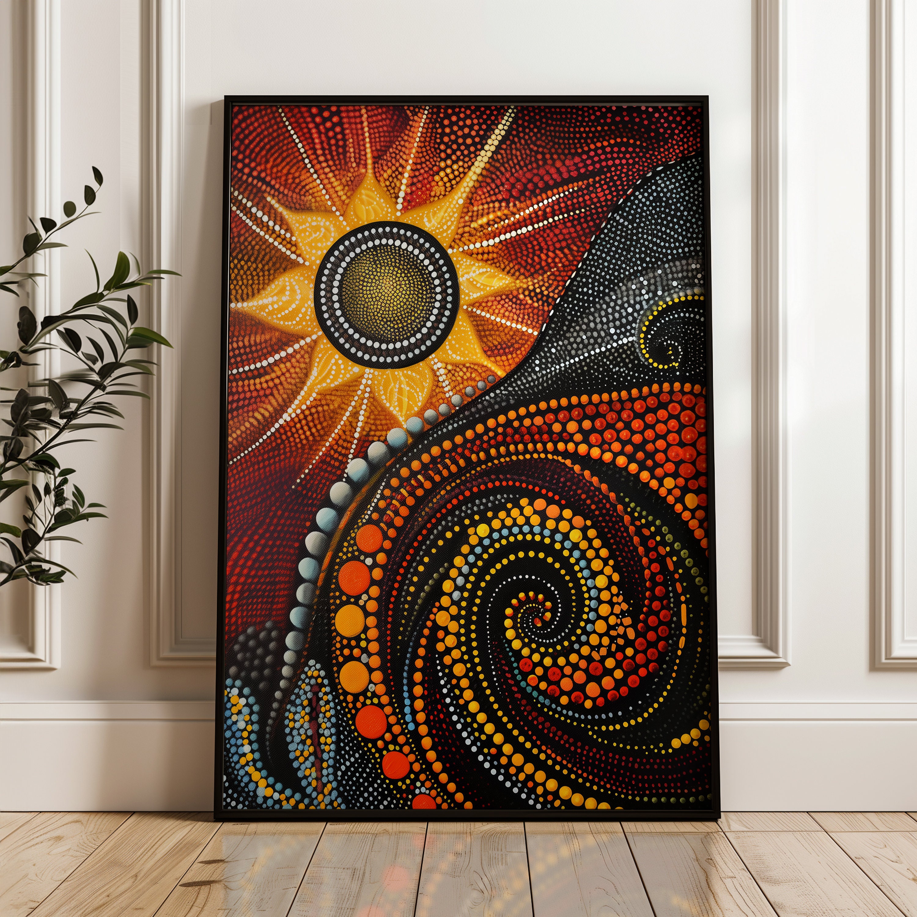 Aboriginal Dot Painting Sun Print – Australian Indigenous Abstract Wall ...