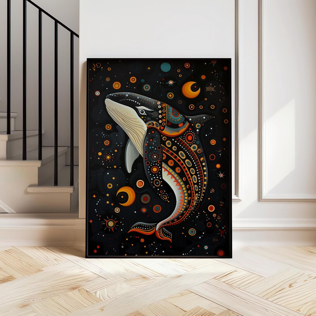 Black Killer Whale Print in Indigenous First Nations Art Style ...