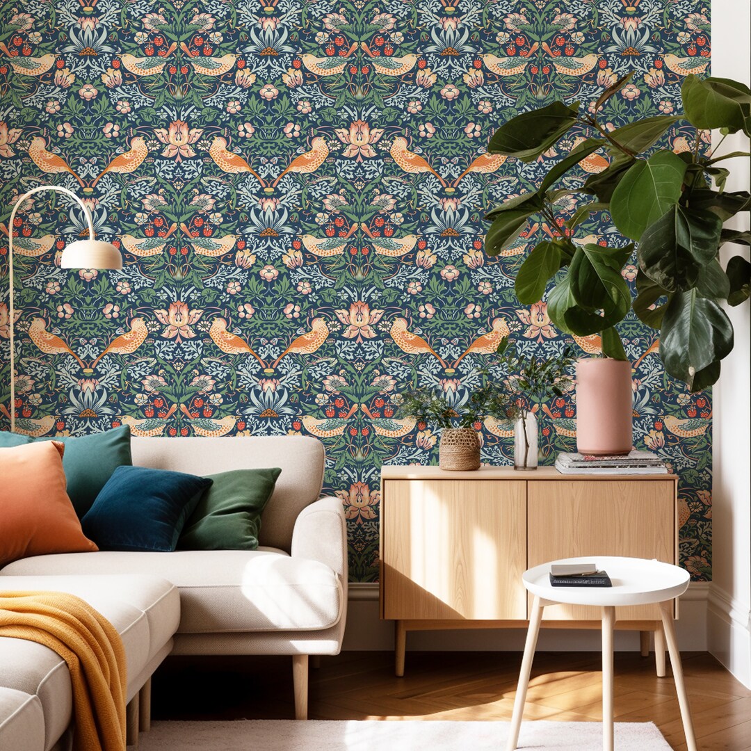 William Morris Strawberry Thief Wallpaper, English Pattern Wallpaper ...