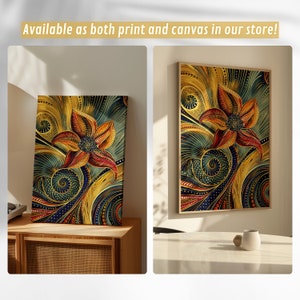 Abstract Flower Print Inspired by Indigenous Australian Art, Authentic ...