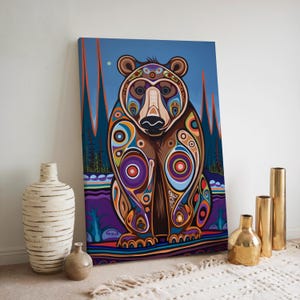 Canadian Aboriginal Artwork, Bear Canvas Print Inspired by Inuit ...