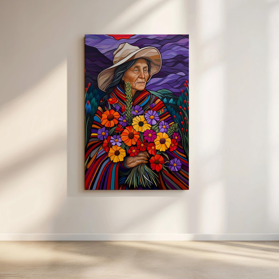 Grandmother Aboriginal Style Print on Canvas, Extra Large Indigenous ...