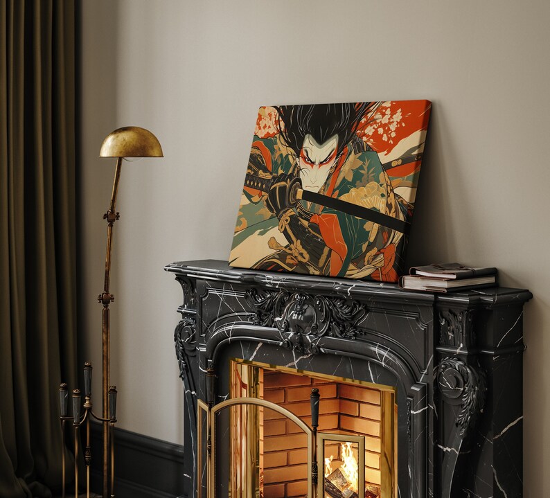 Ukiyo-e Samurai Warrior Painting, Edo Period Artwork Ronin, Traditional ...