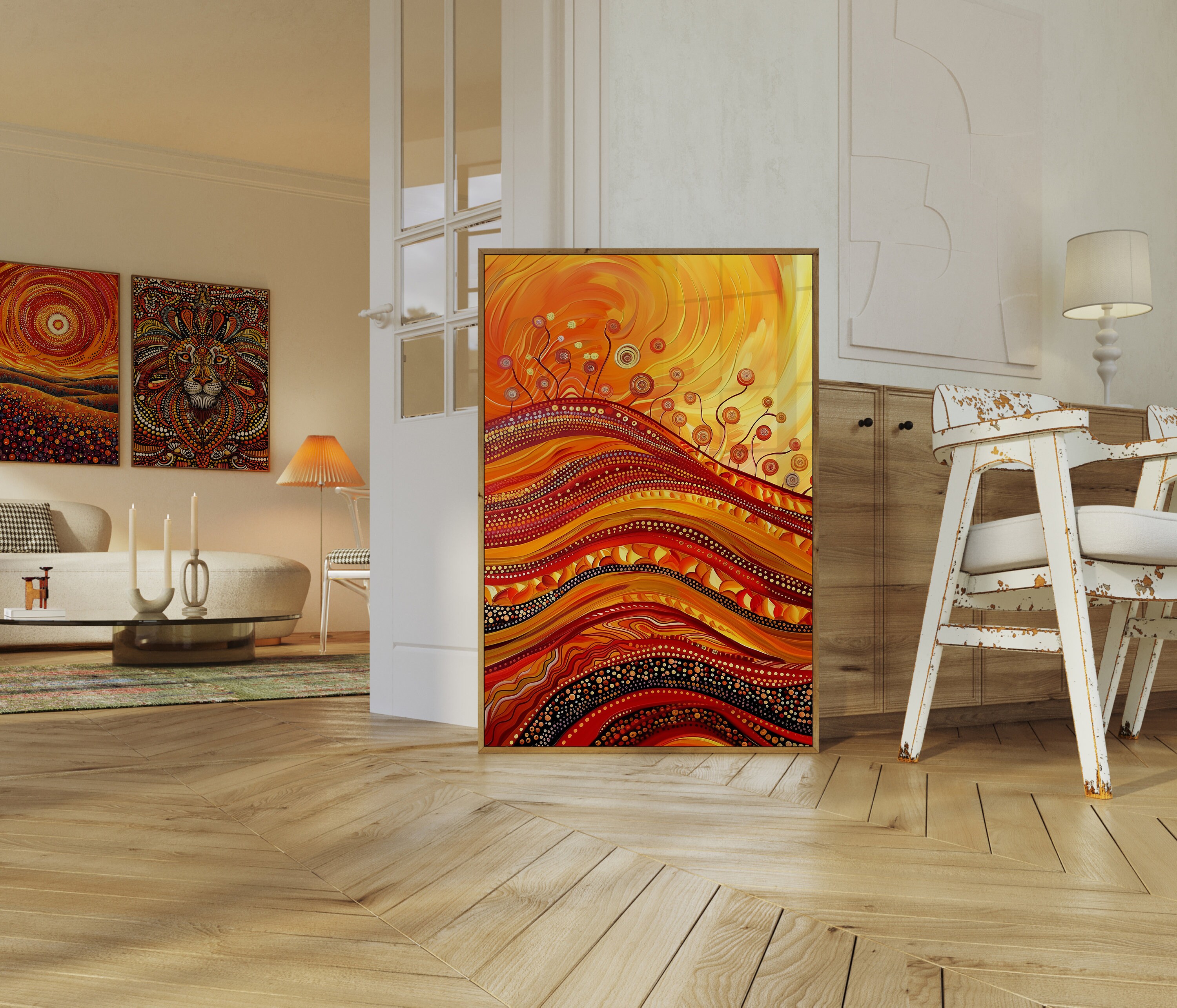 Extra Large Aboriginal Print Vibrant Aboriginal Wall Art, Dot Painting ...